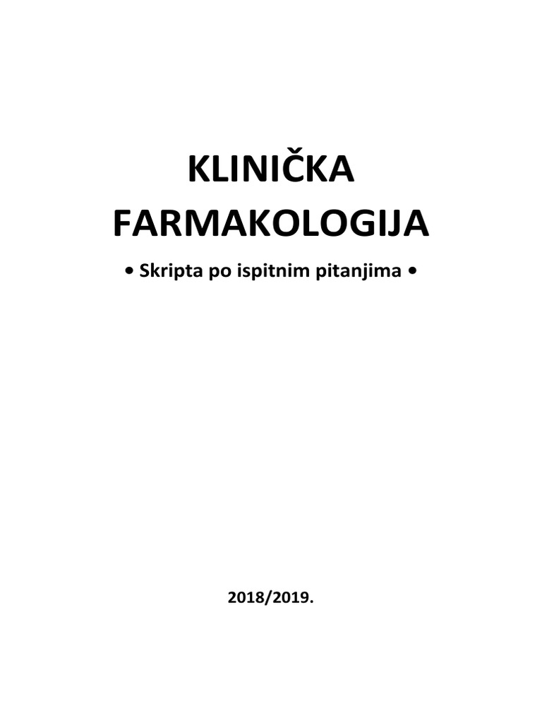 Klinička Farmakologija Skripta | PDF