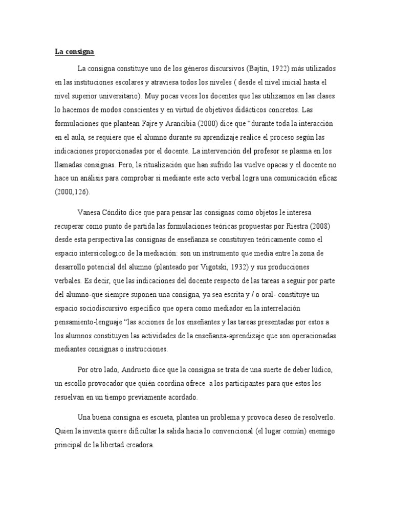 La Consigna Qué Es | PDF