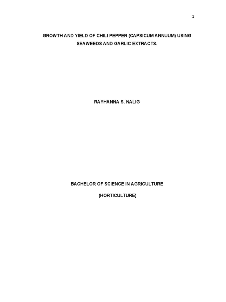 Growth and Yield of Chili Pepper | PDF | Chili Pepper | Capsicum