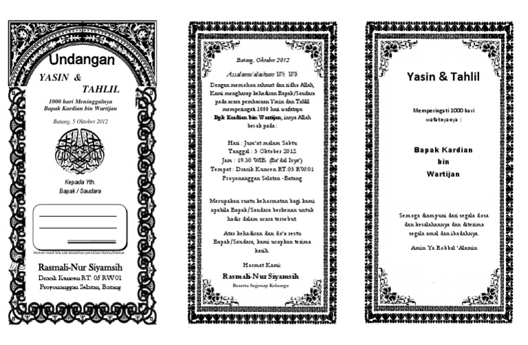 Undangan Yasin Tahlil | PDF