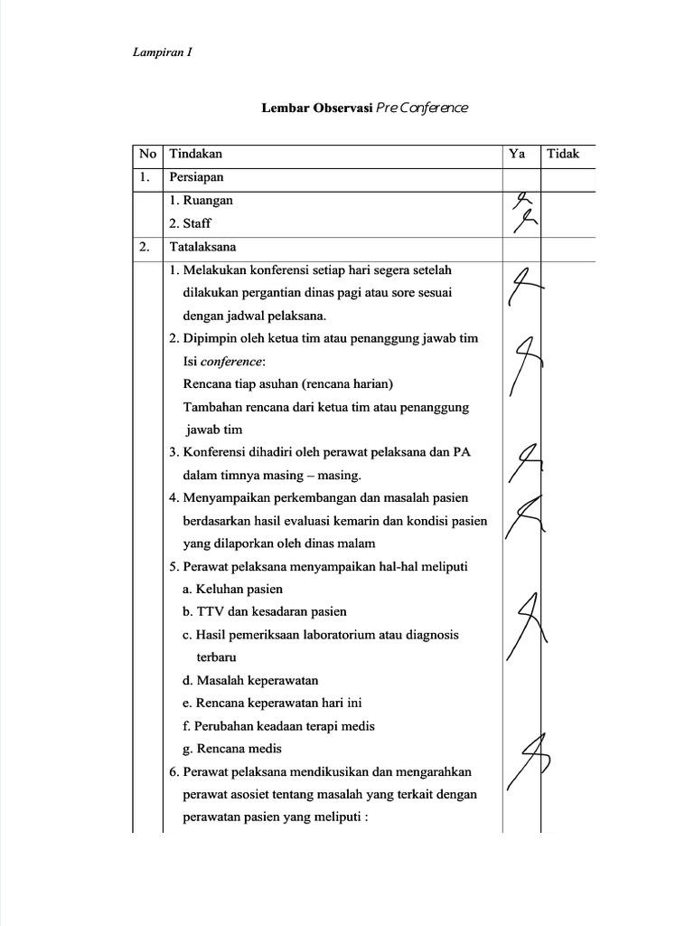 PDF Lembar Observasi Pre Conference - Compress | PDF