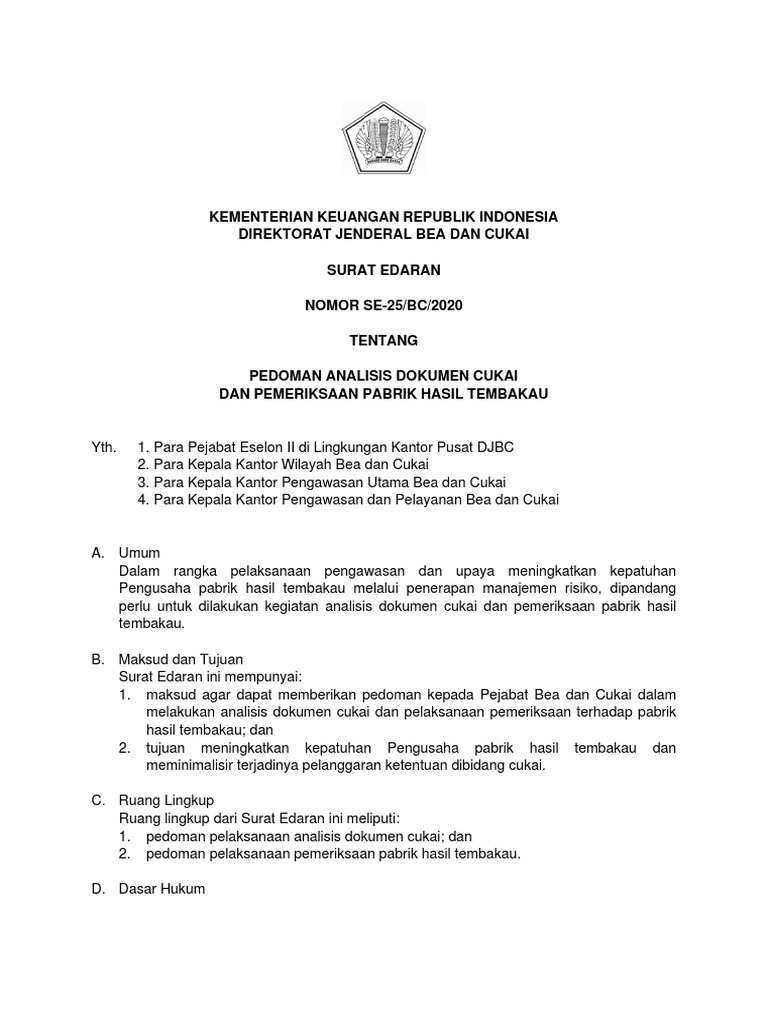 PEDOMAN ANALISIS DOKUMEN CUKAI | PDF