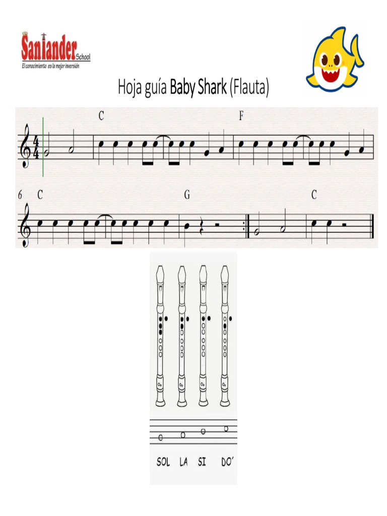 Hoja guía Baby Shark Flauta | PDF