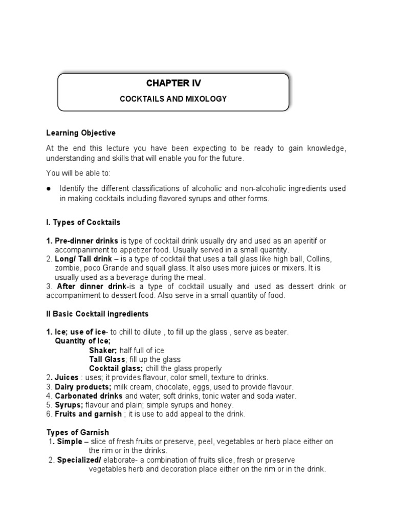 Chapter 4 | PDF | Cocktails | Drink