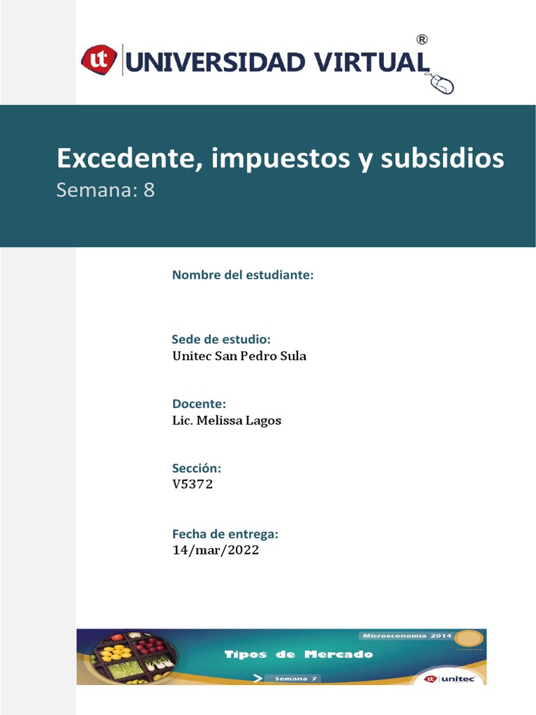 Tarea - VIII - Excedente, Subsidios e Impuestos | PDF | Excedente ...