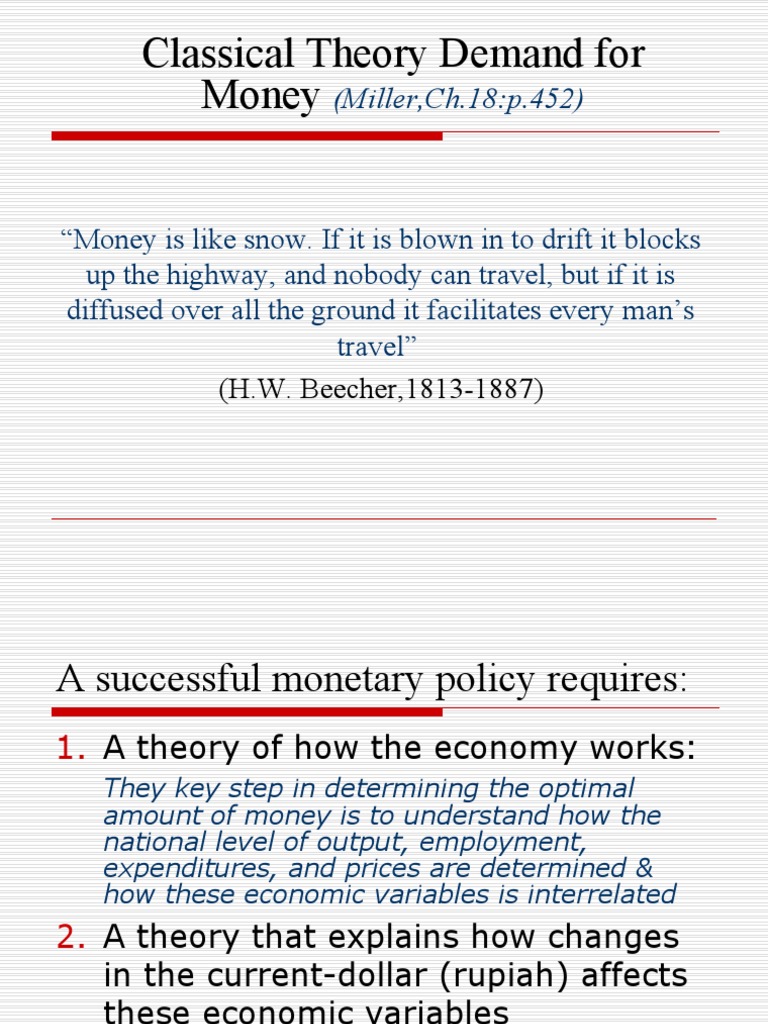 Classical Theory Demand For Money Nall | PDF | Demand For Money ...