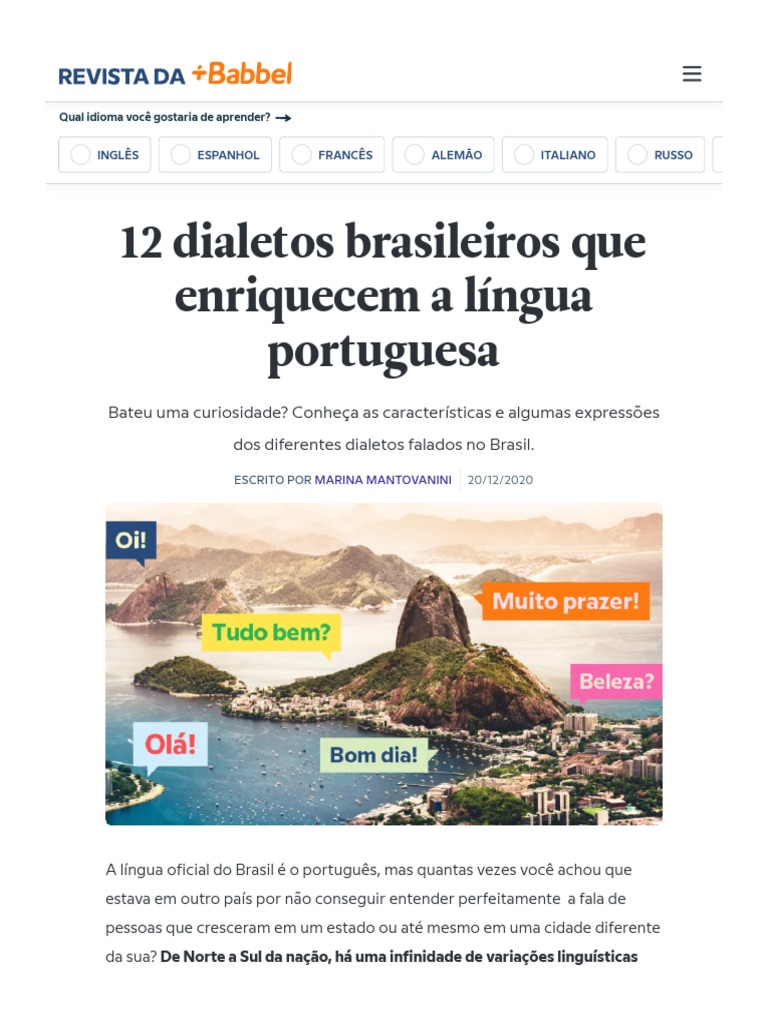 12 Dialetos Brasileiros Que Enriquecem A Língua Portuguesa | PDF ...