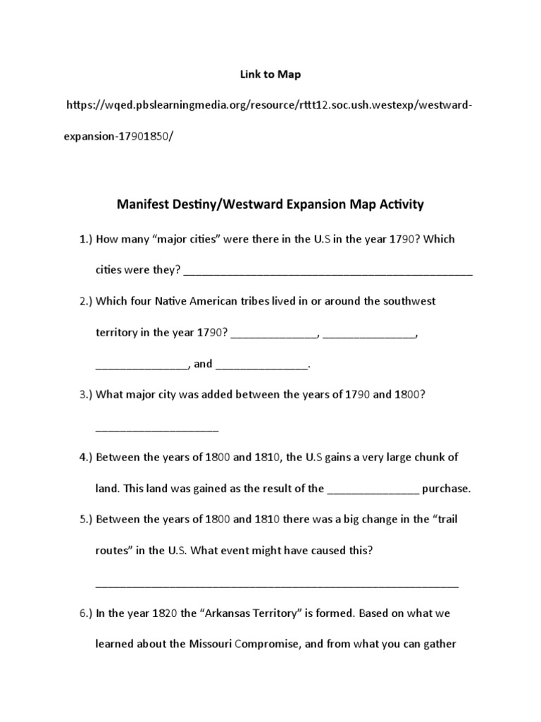 Manifest Destiny Expansion Interactive Map | PDF