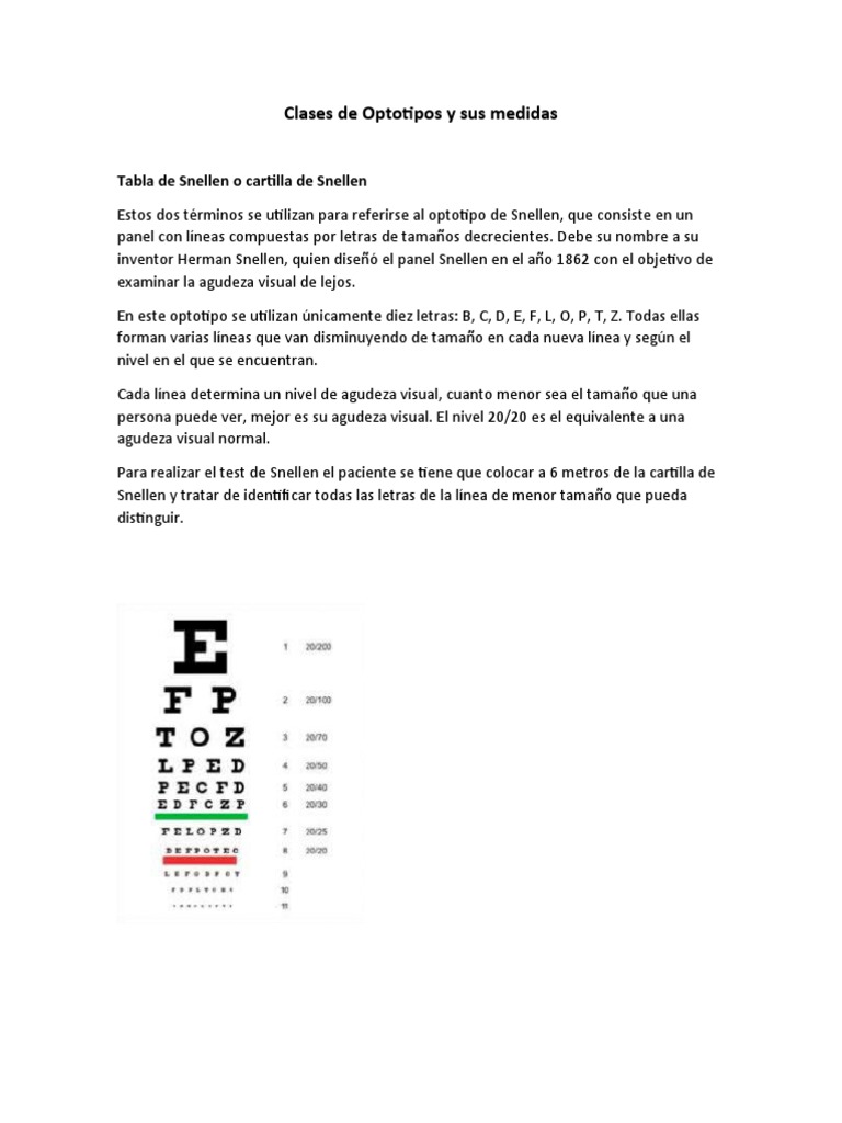 Clases de Optotipos y Sus Medidas | PDF