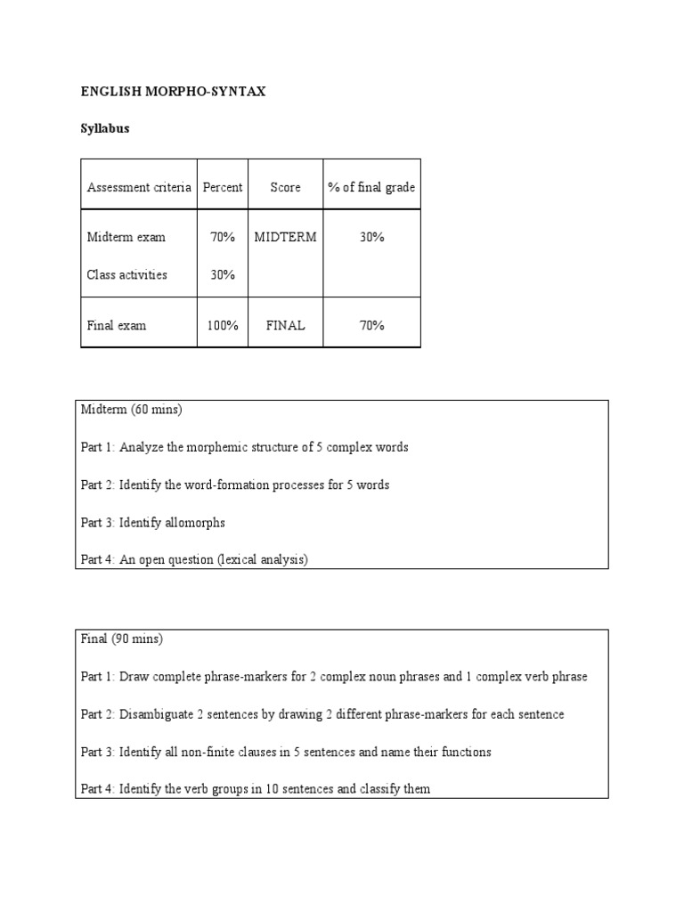 English Morpho-Syntax | PDF | Word | Morphology (Linguistics)