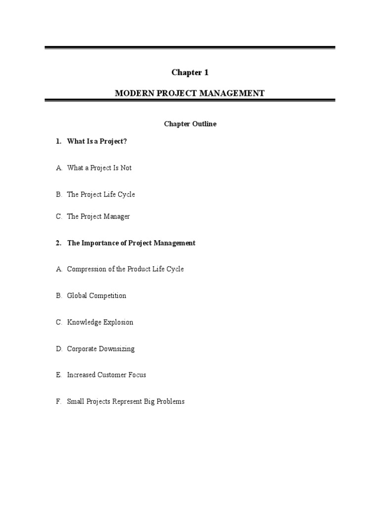 Modern Project Management: Chapter Outline 1. What Is A Project? | PDF