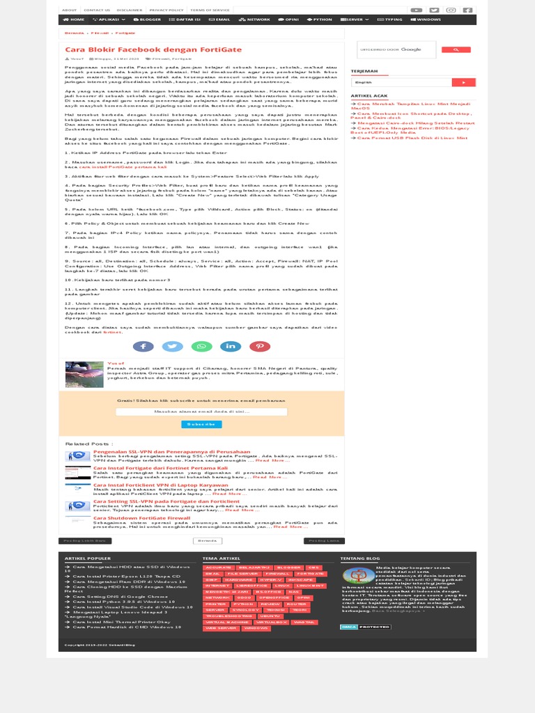 Block Facebook Fortigate | PDF | Bisnis