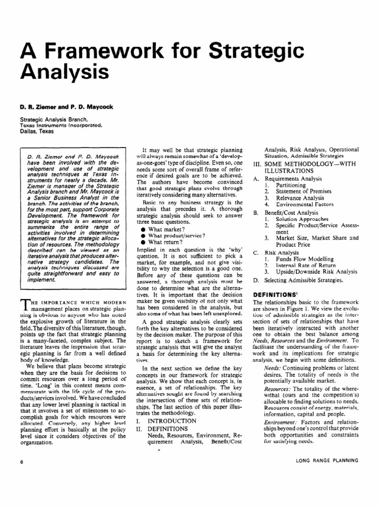 A Framework For Strategic Analysis | PDF | Resource | Strategic Management