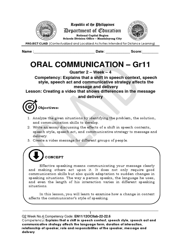 As4 Oral Comm Aborita (New) | PDF | Nonverbal Communication | Communication