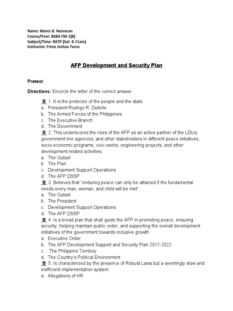 AFP Development Support Plan Overview | PDF | Government