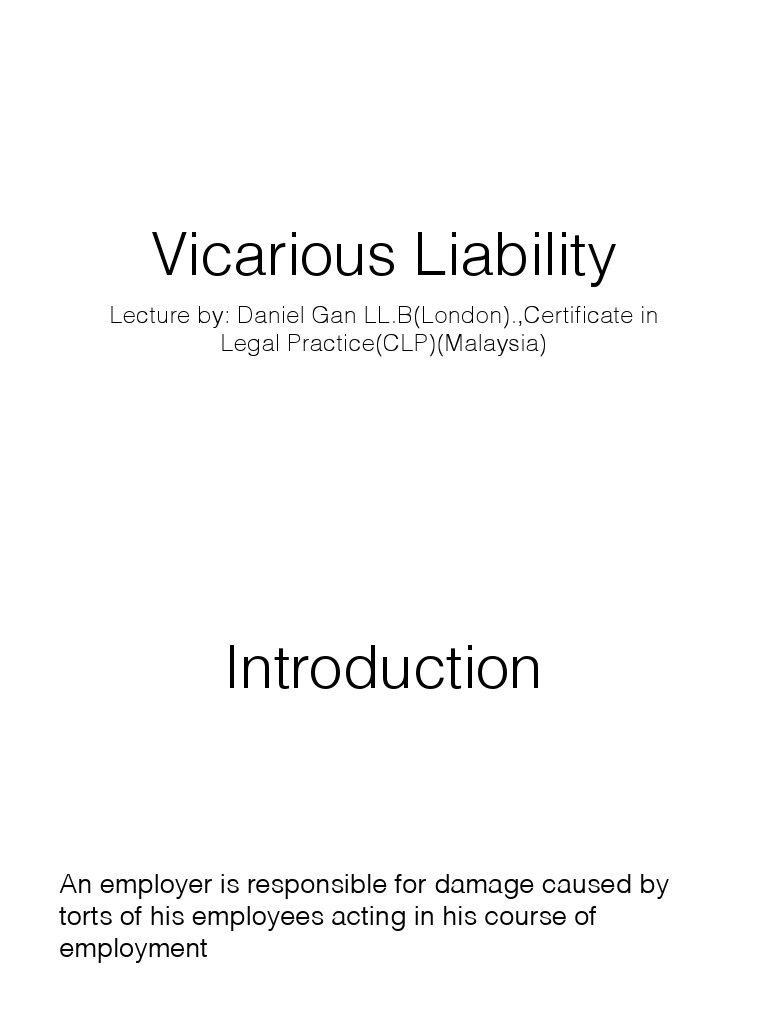 Vicarious Liability & Employers Liability | PDF | Legal Liability | Tort
