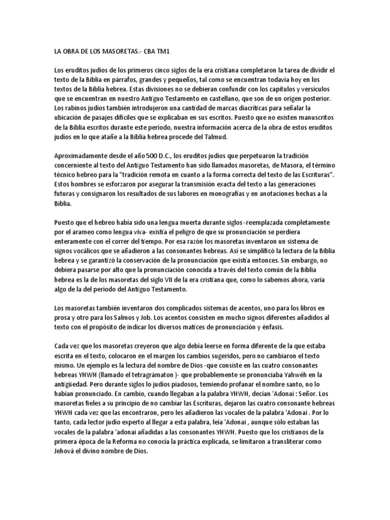Los Masoretas | PDF | Tetragrammaton | Biblia