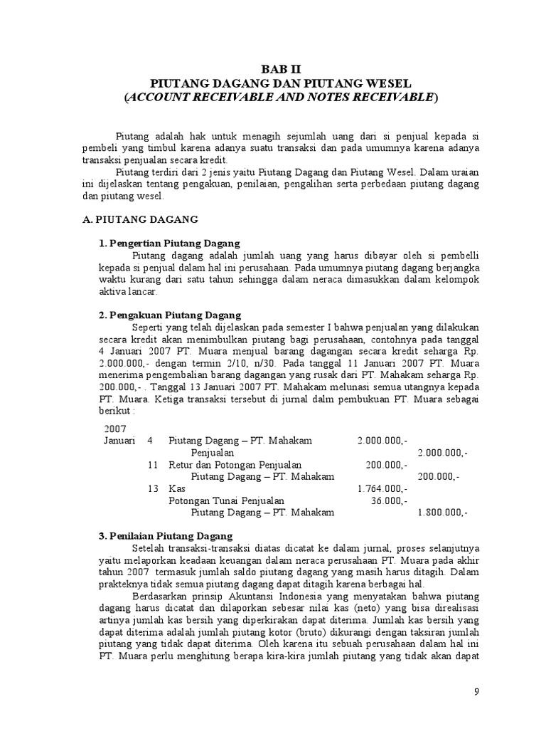 Piutang Dagang Dan Piutang Wesel | PDF