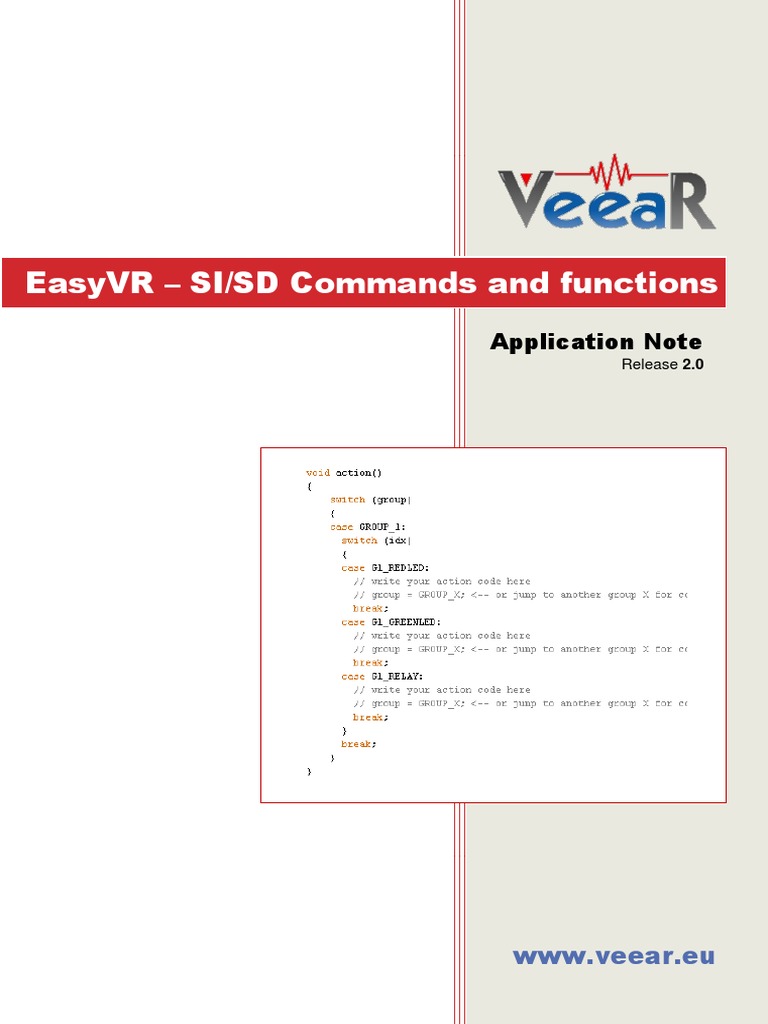 Easyvr - Si/Sd Commands and Functions: Application Note | PDF | Arduino ...
