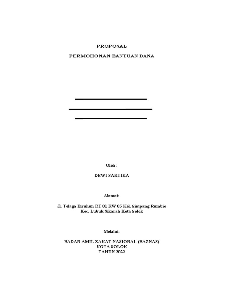 CONTOH PROPOSAL BASNAS Permohonan Dana Di SOLOK | PDF