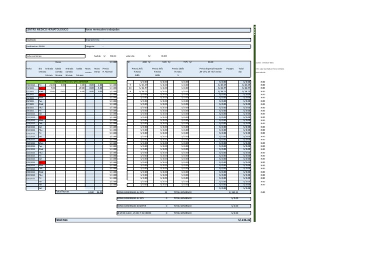 MODELO DE HORAS EXTRAS | PDF