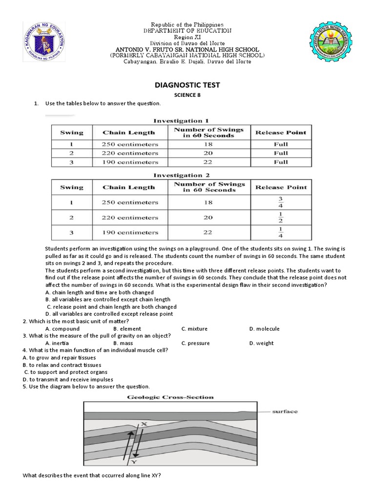 Science 8 Diagnostic Test | PDF