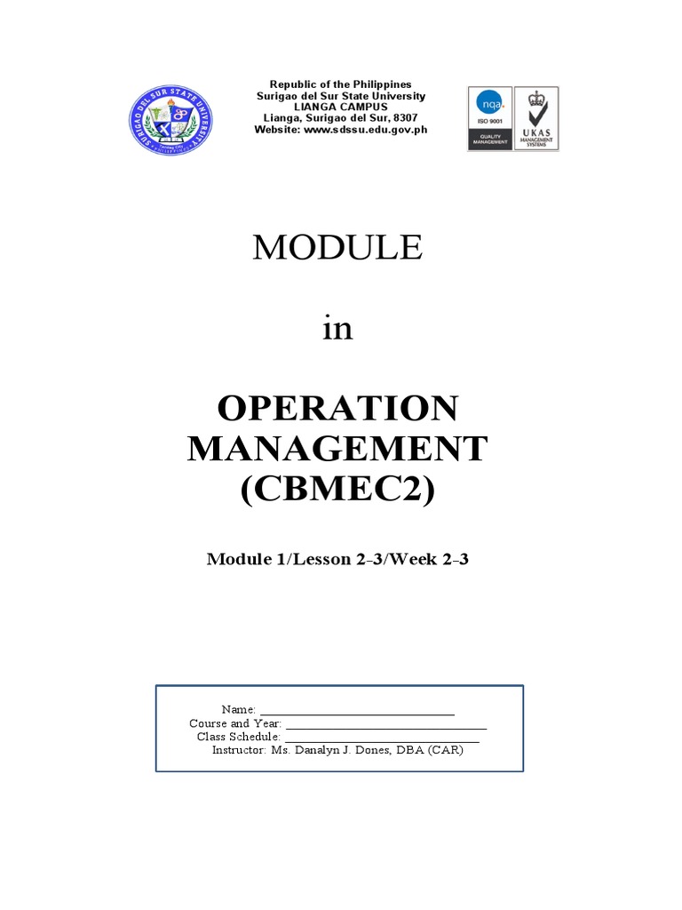 Operations Management Module Overview | PDF | Customer | Operations ...