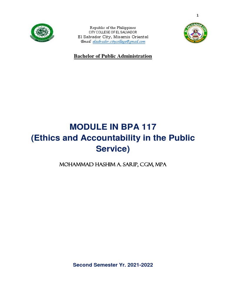 Module in Bpa 117 (Ethics and Accountability in The Public Service ...