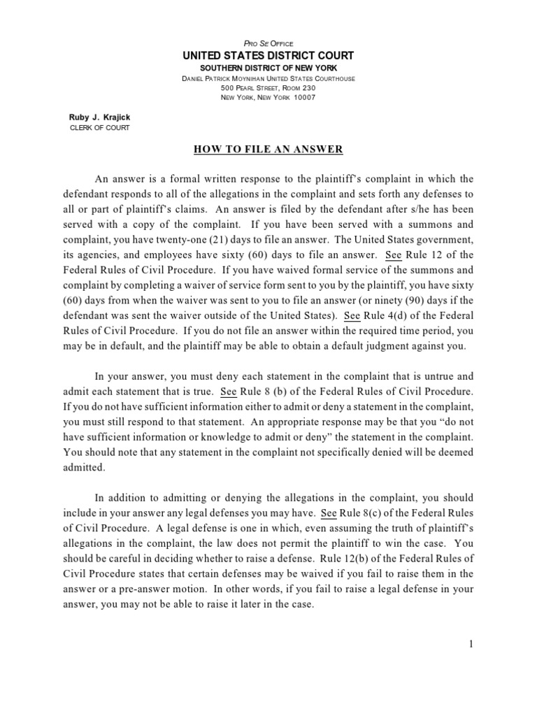 Note How To File An Answer | PDF | Complaint | Lawsuit
