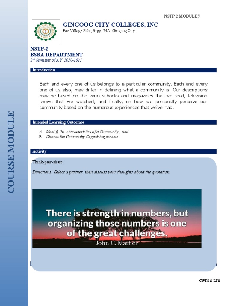 Gingoog City Colleges, Inc: NSTP-2 Bsba Department | PDF | Swot ...