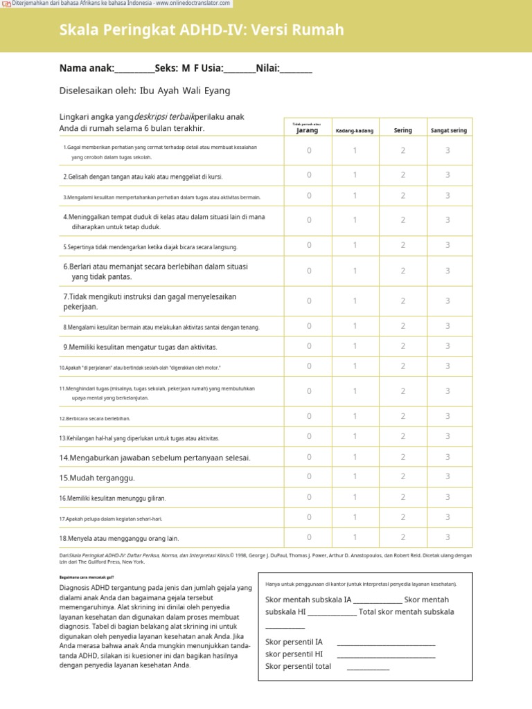 Child Adhd Screener Pdf , Vanderbilt ADHD Diagnostic Rating Scale ...