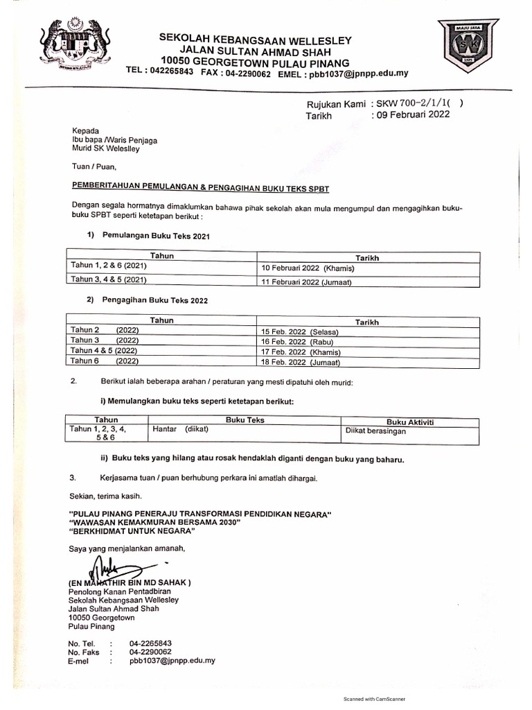 Surat Scan SPBT 2022 | PDF