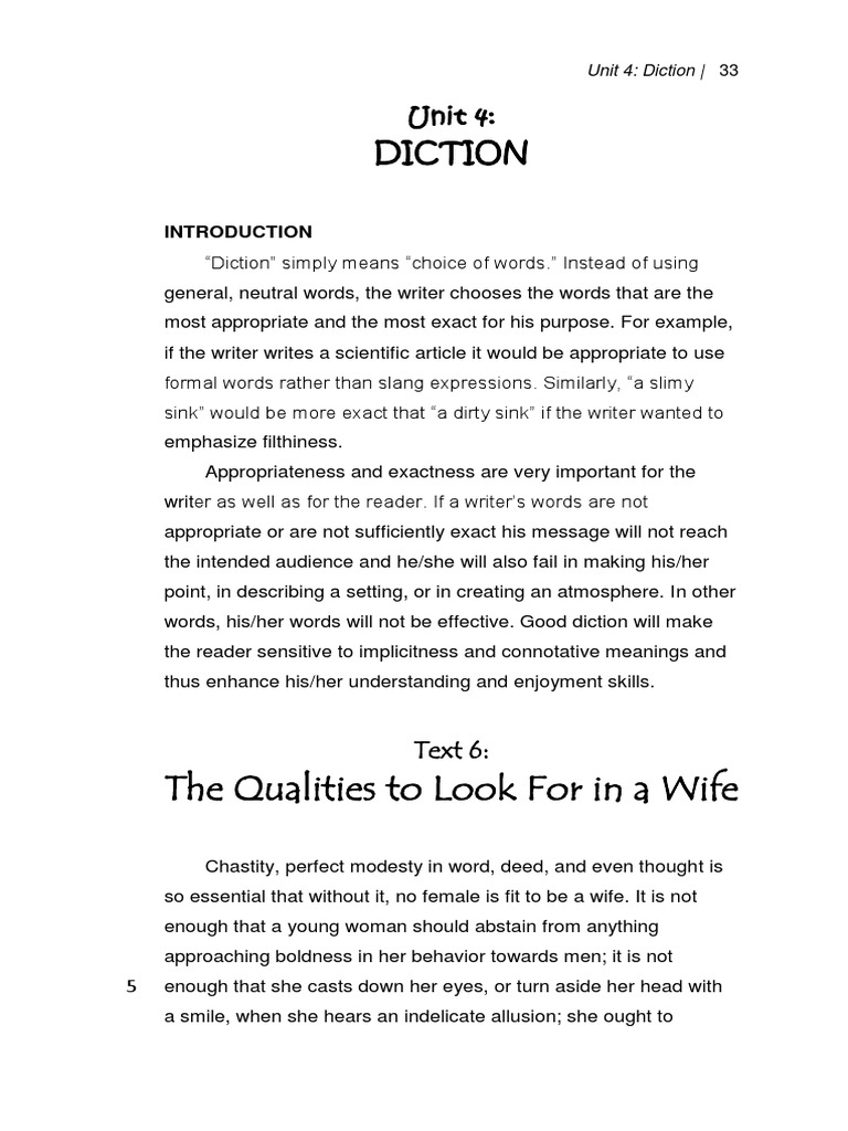 Importance of Diction in Writing | PDF | Writers | Poetry
