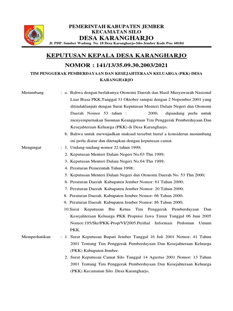 SK PKK 2022 Desa Karangharjo | PDF