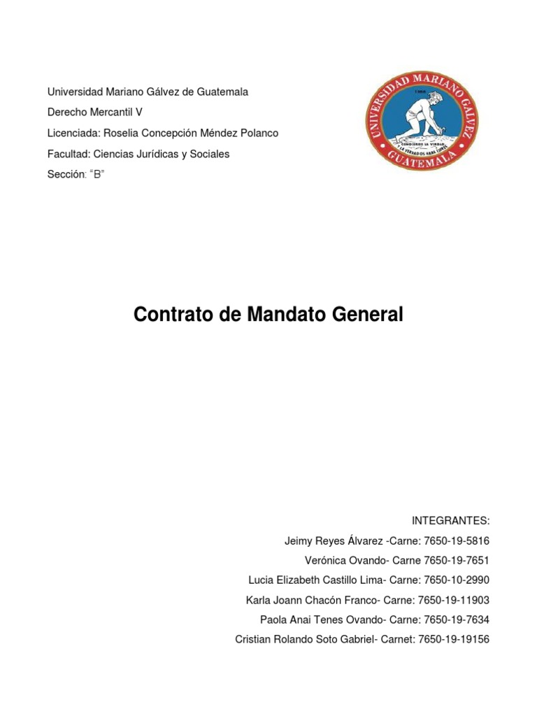 Contrato de Mandato General-1 | PDF | Ley común | Derecho civil ...