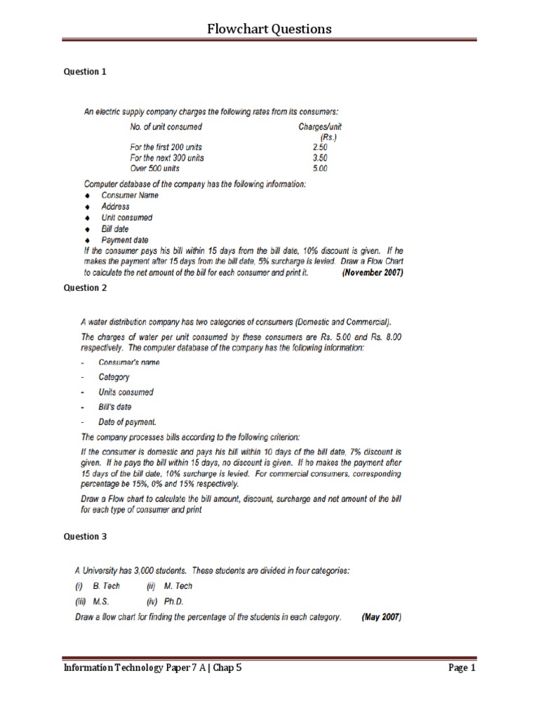 FlowChart Questions - New | PDF | Computing | Systems Engineering