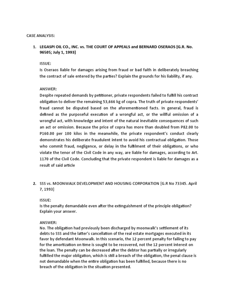 Legaspi Oil Co., Inc. vs. The Court of Appeals and Bernard Oseraos (G.R ...