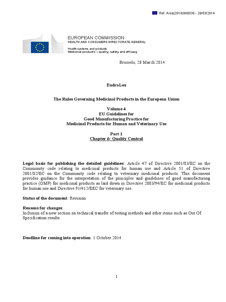 Chapter 6 - Eudralex Volume 4 | PDF | Technology & Engineering