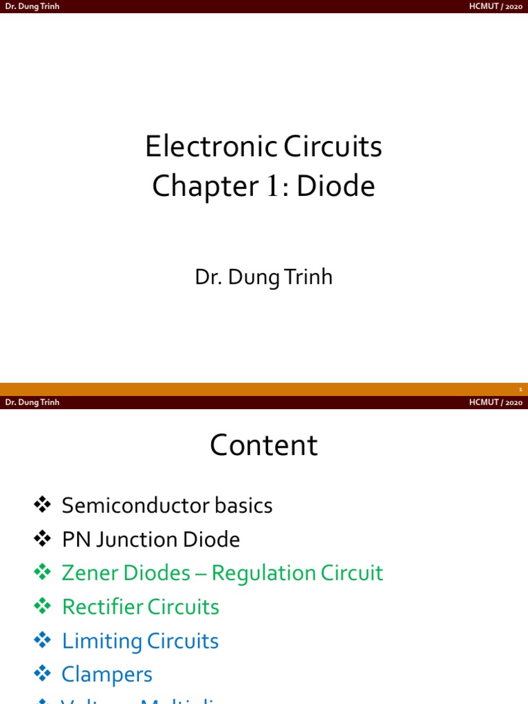 Electronic Circuits Chapter 1: Diode: Dr. Dung Trinh | PDF | Rectifier | P–N Junction