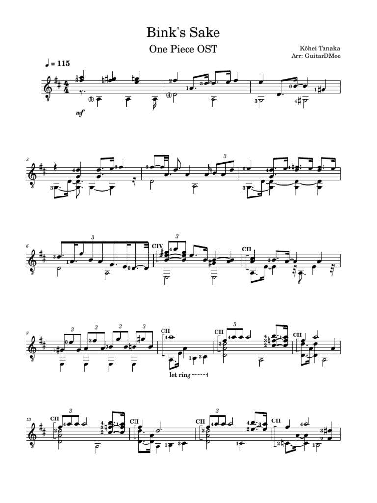 Bink's Sake - Classical Guitar (Sheet Music) | PDF