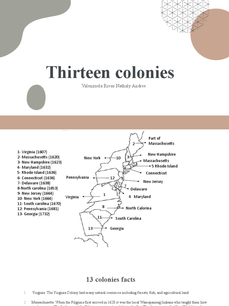Map of The Thirteen Colonies | PDF | Thirteen Colonies | Delaware