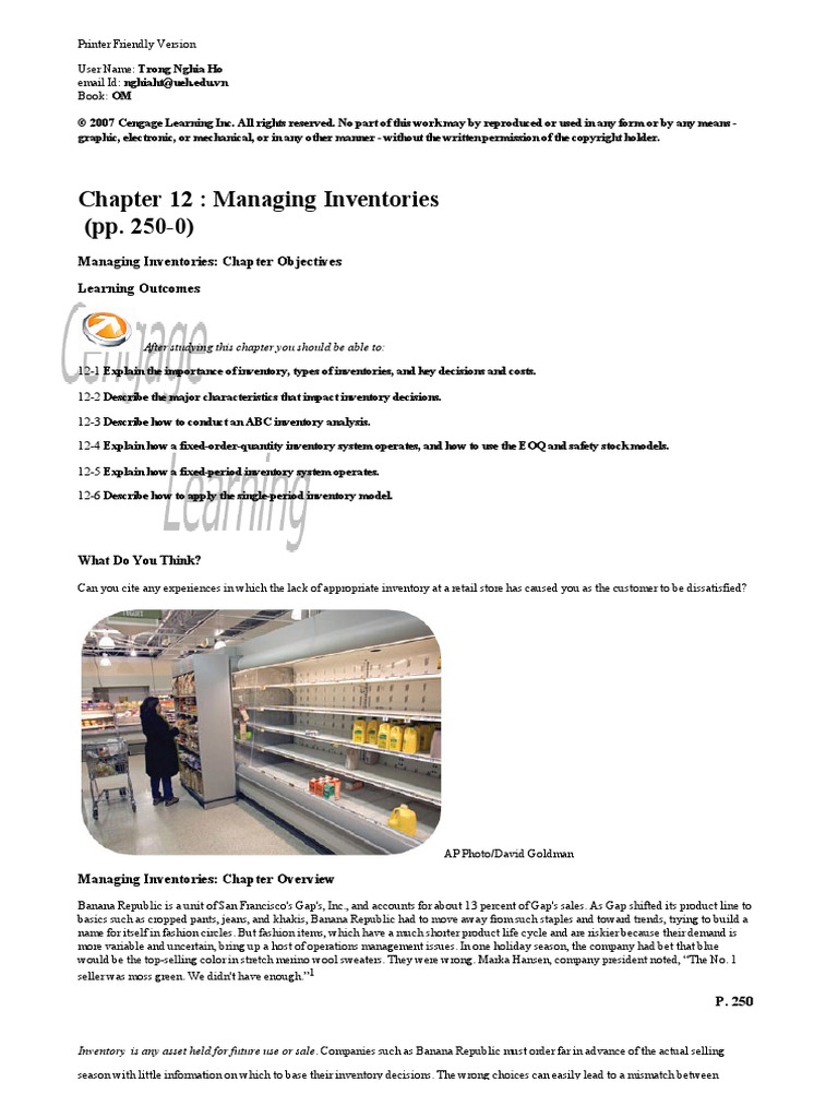 Chapter 12 - Managing Inventories | PDF | Inventory | Procurement