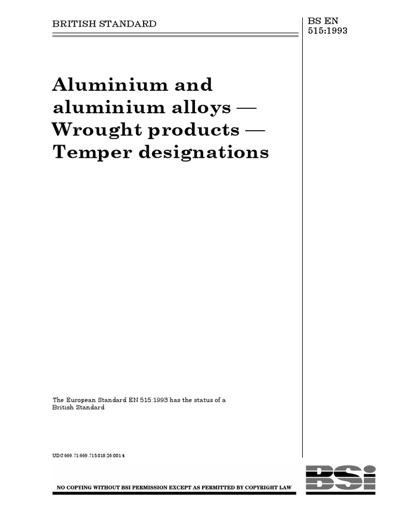 BS en 515-1993 | PDF | Heat Treating | Strength Of Materials