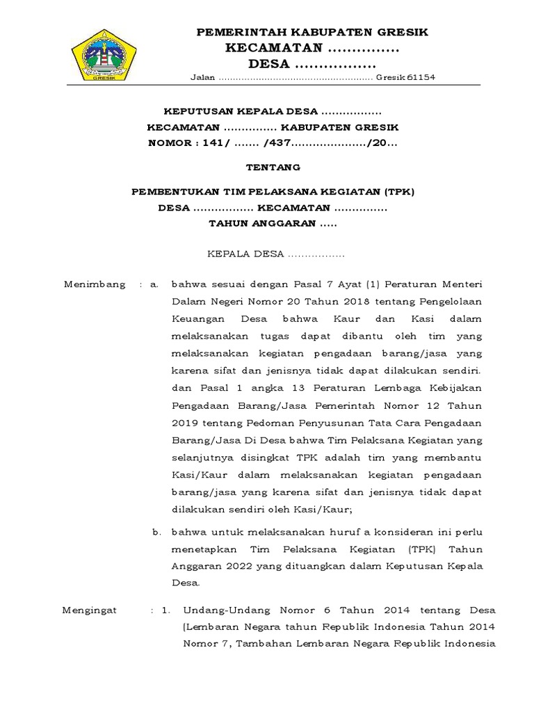 01 Contoh SK TPK | PDF