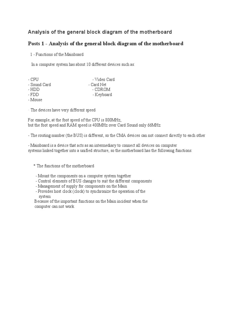 Motherboard Block Diagram Analysis | PDF | Bios | Random Access Memory