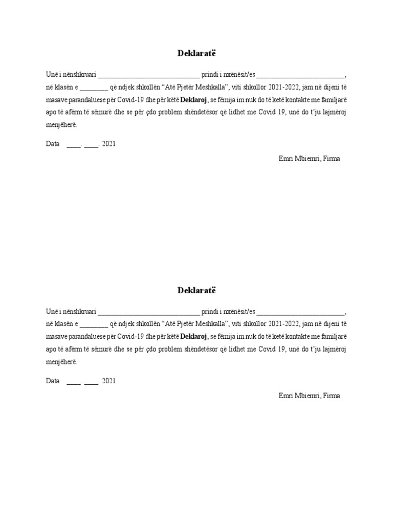 Deklarate Mujore | PDF