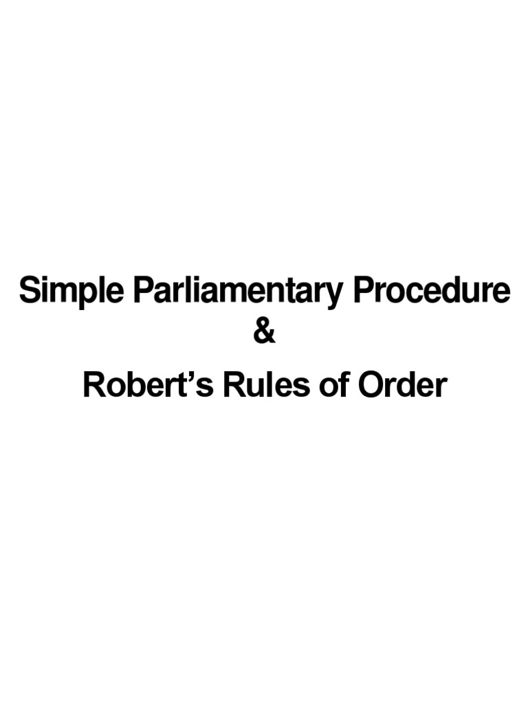 An Introduction to Parliamentary Procedure and Robert's Rules of Order ...