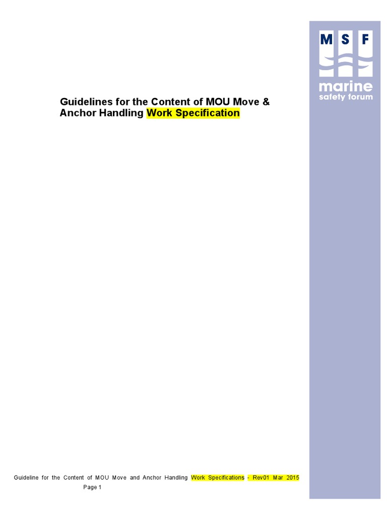Guidelines For The Content of MOU Move & Anchor Handling Work ...