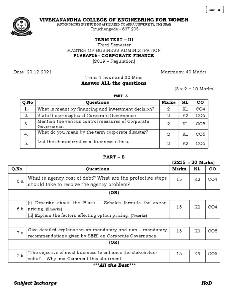 IAT - III - CF - Set - II | PDF | Economies | Business