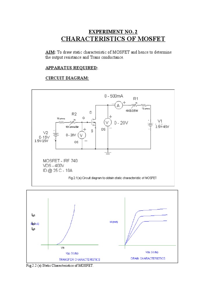 MOSFET Characteristics Experiment Guide | PDF